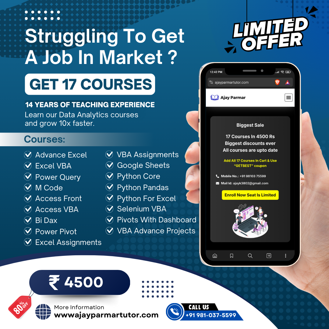 Ajay Kumar – Learn Excel ,VBA ,Power Query, DAX, PowerBI, Power Pivot, M code , MS Access & MS ...